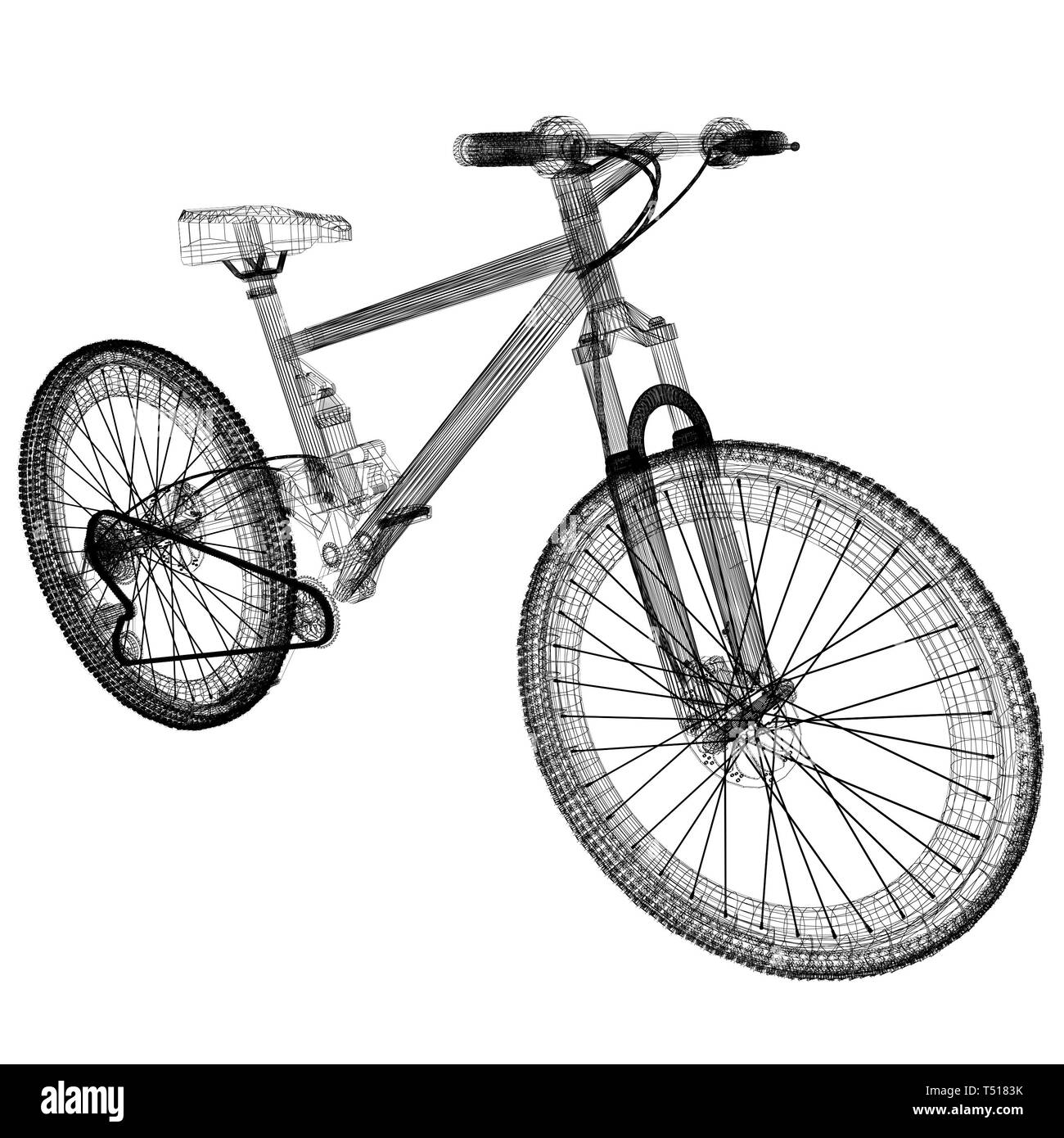 bicycle as a 3d wire frame object isolated Stock Photo - Alamy