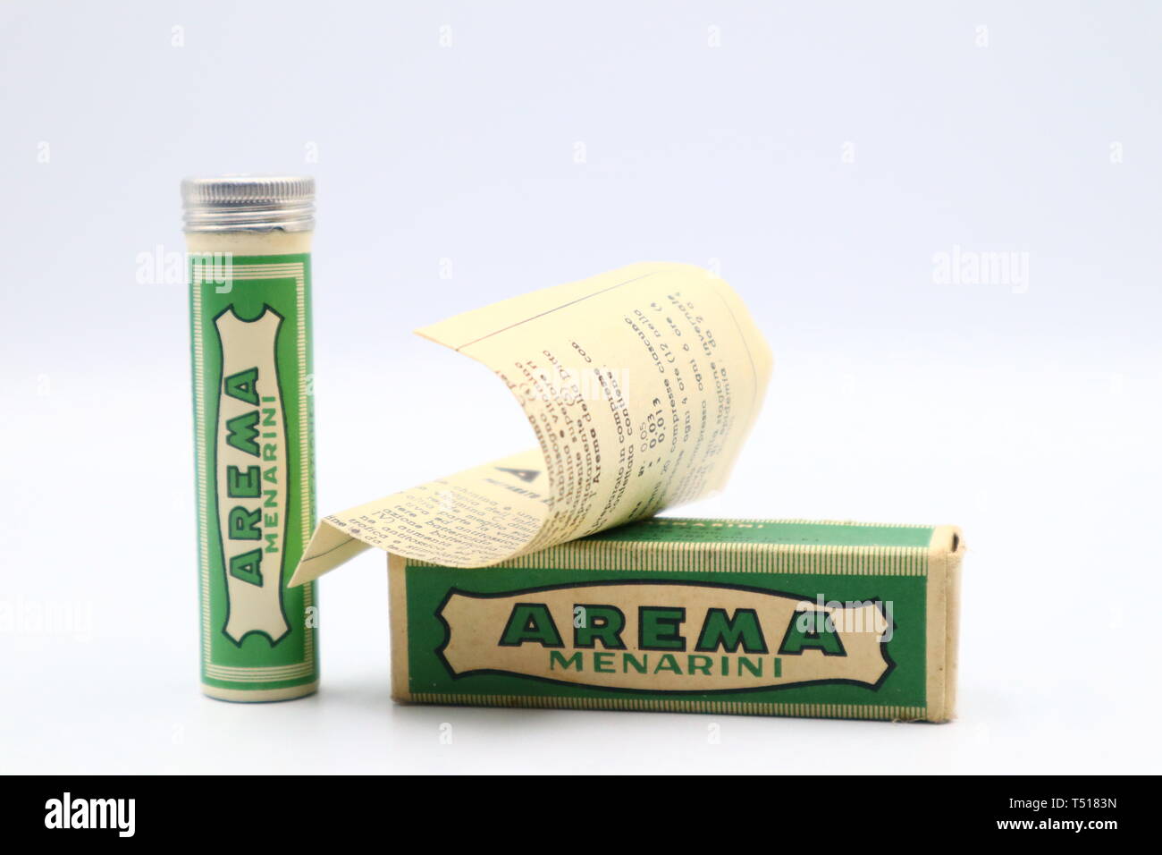 Vintage medicine AREMA for Flu treatment. Product by MENARINI on 1950/ ...