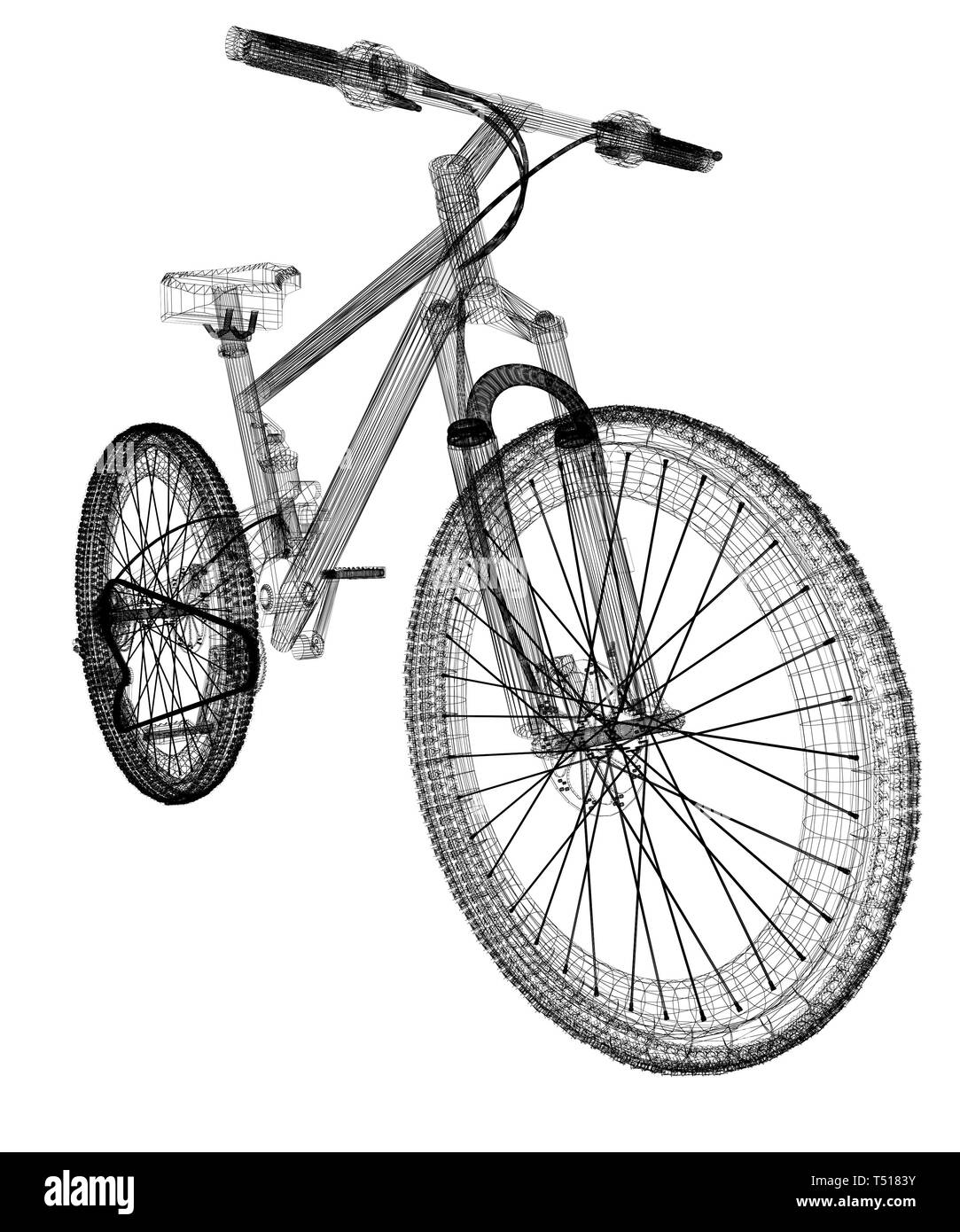 bicycle as a 3d wire frame object isolated Stock Photo - Alamy