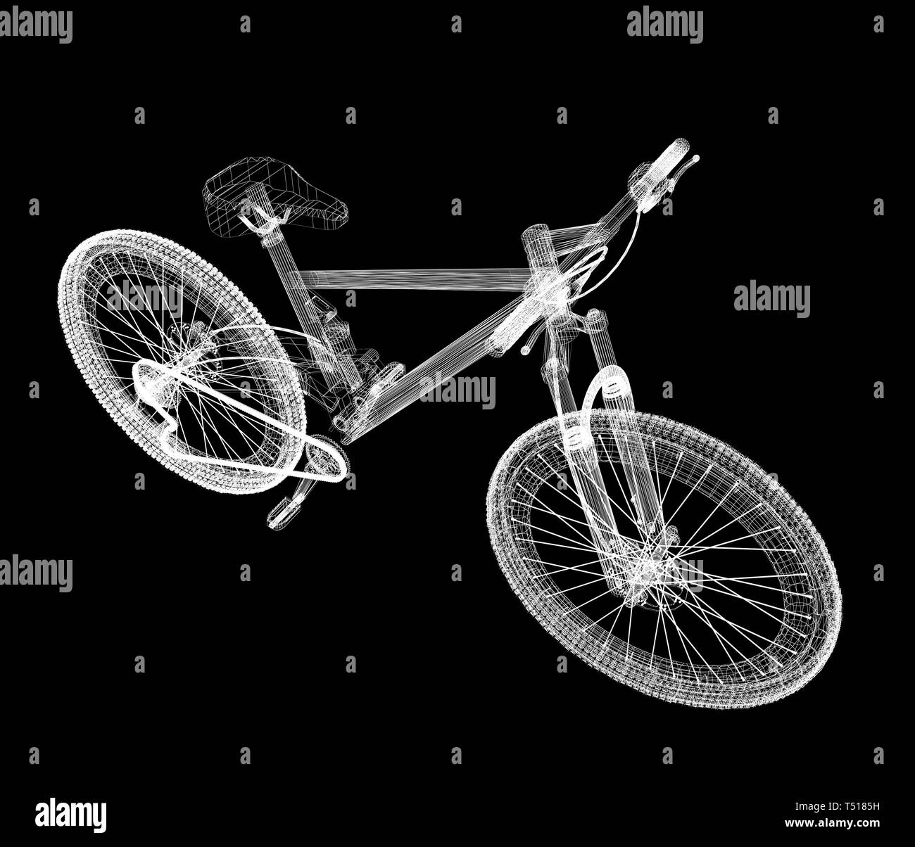 bicycle as a 3d wire frame object isolated Stock Photo - Alamy