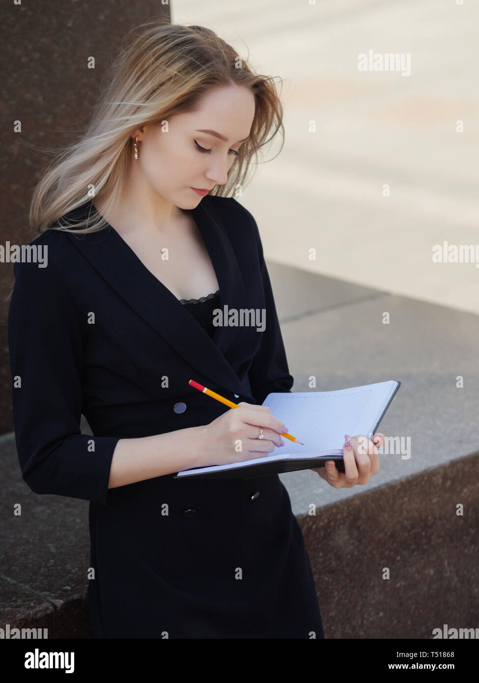 Hand young woman writer writing hi-res stock photography and images - Alamy