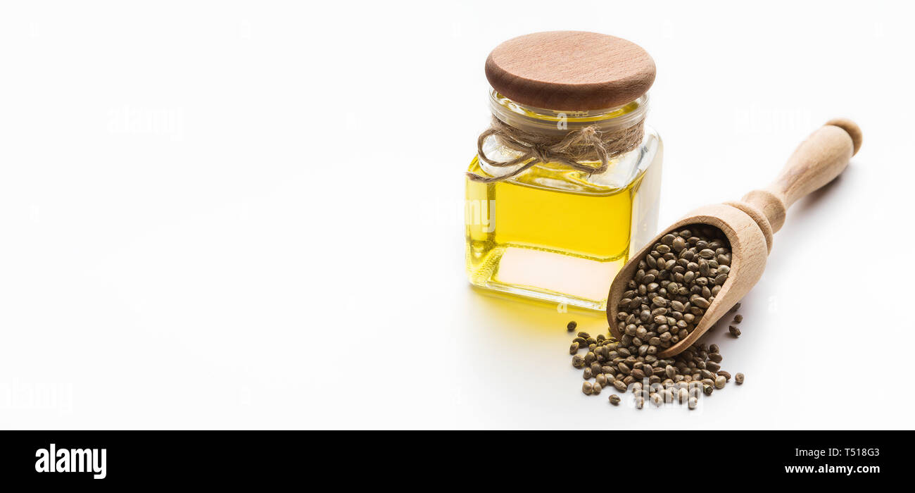Hemp seeds and oil Stock Photo - Alamy