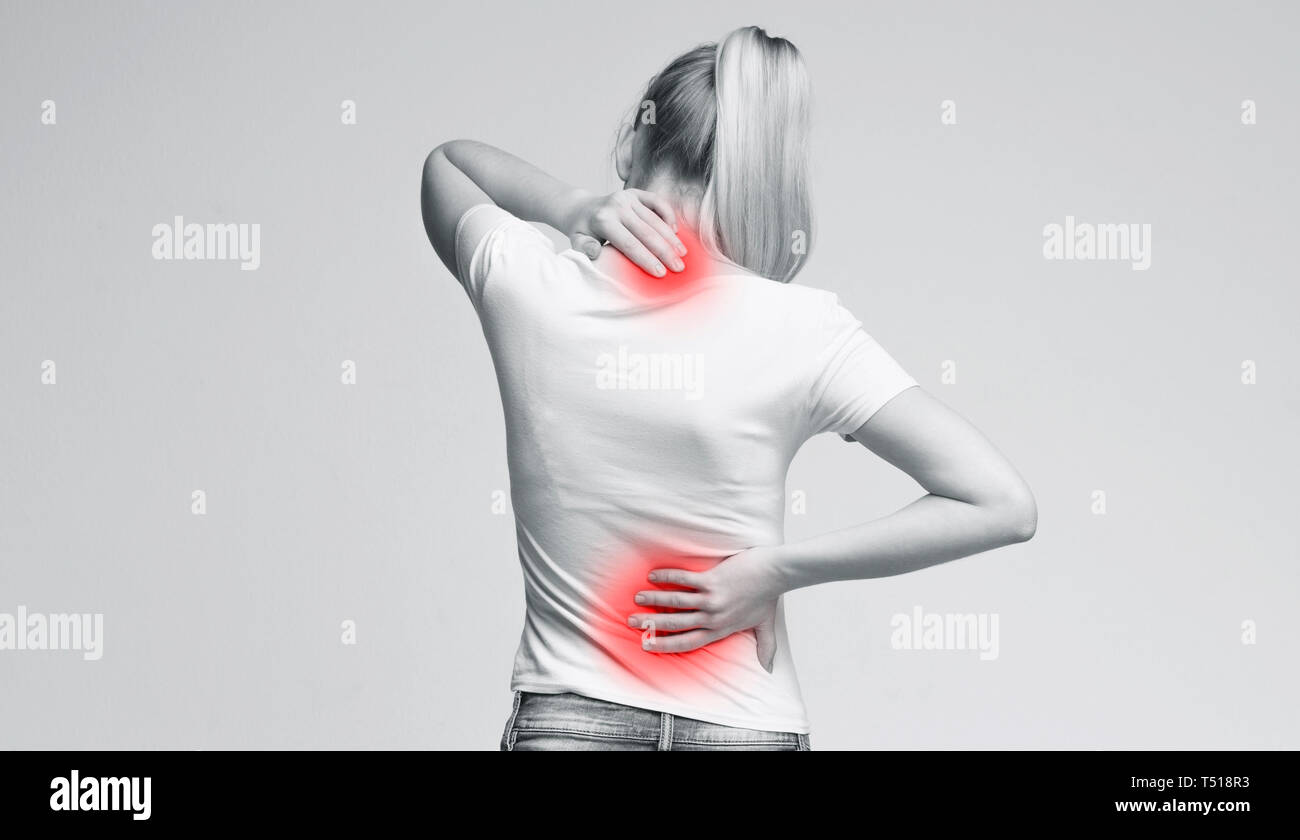 Tired black woman neck pain hi-res stock photography and images - Alamy