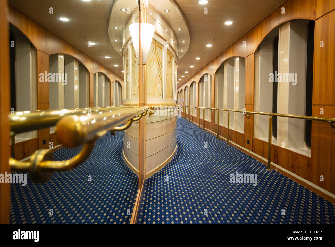 Genoa, Italy – 11 August 2018 : Particular view of a luxurious corridor ...