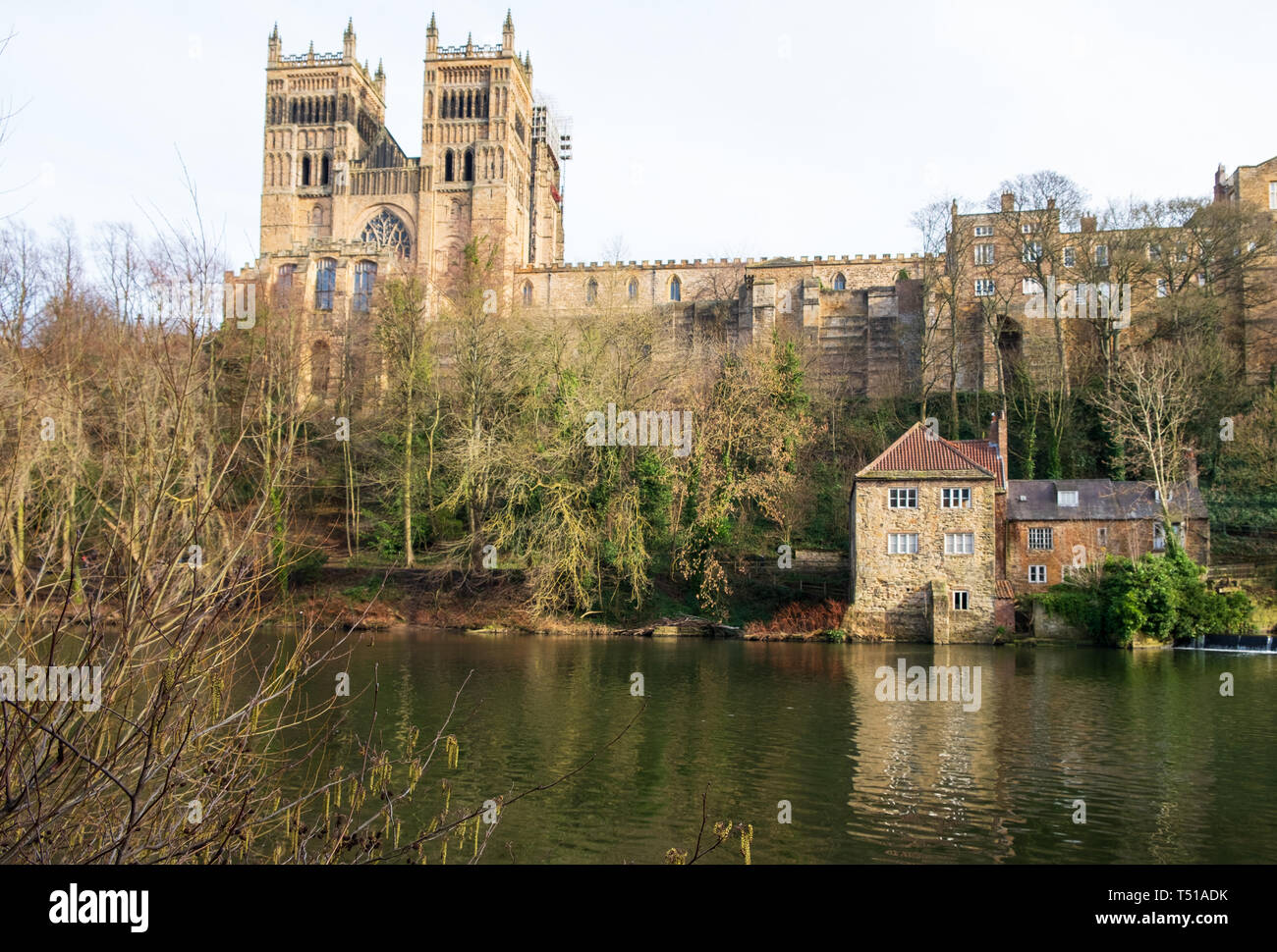 Durham Castle and Cathedral on a rock above the city, and River Wear ...