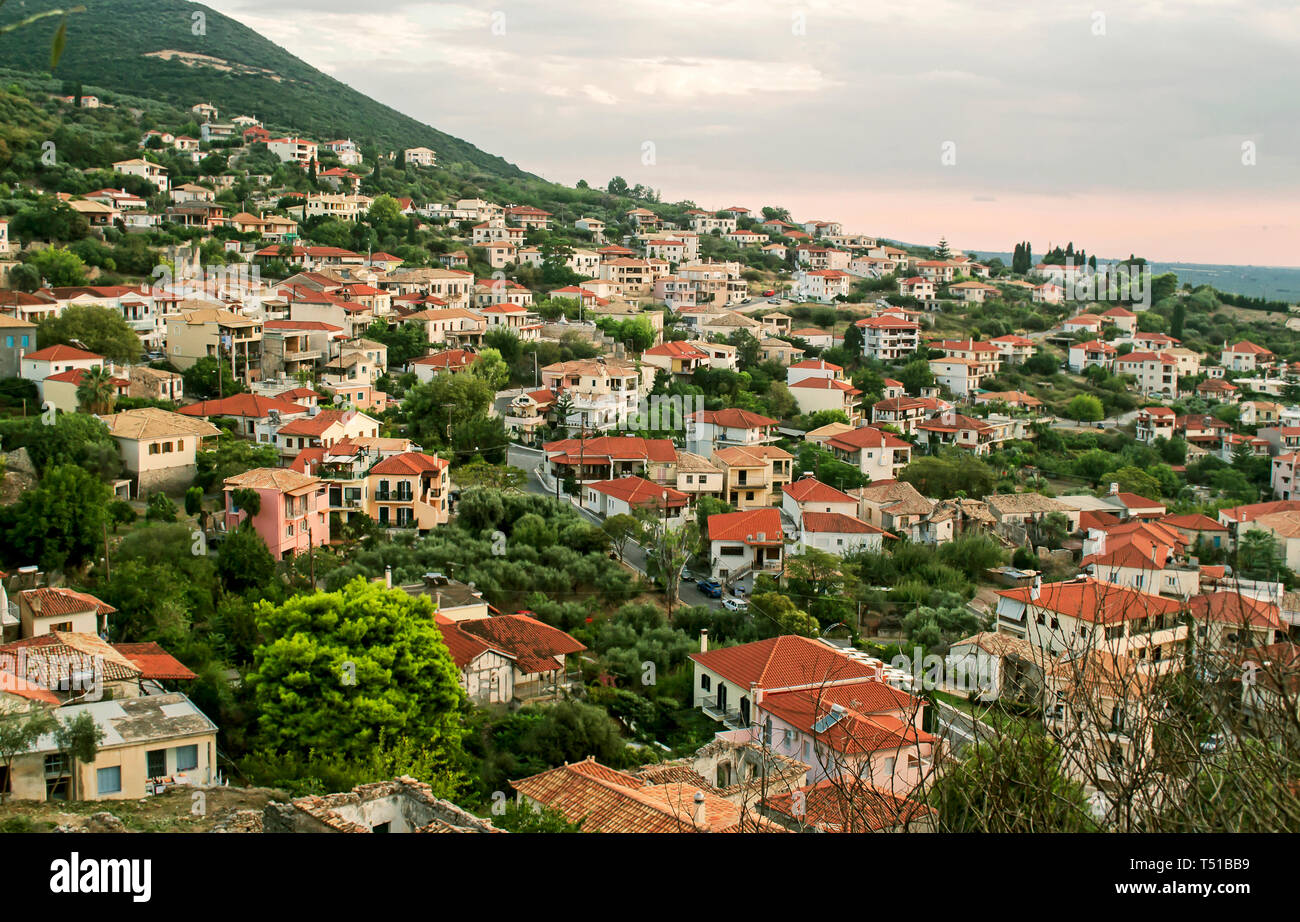 landscape of the traditional Kyparissia town in Messinia Peloponnese ...