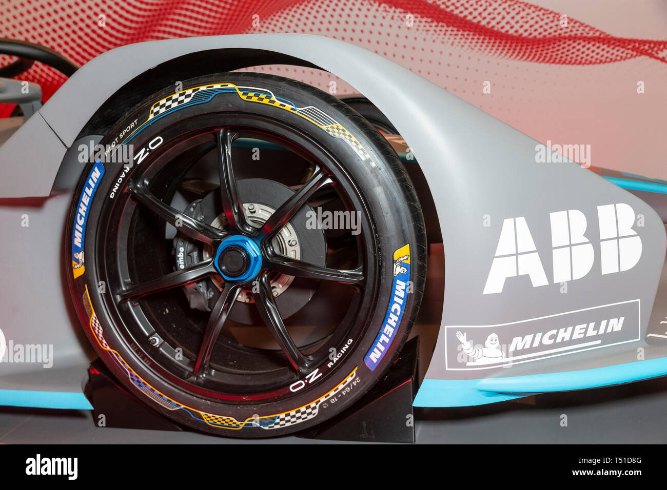 New York, NY - April 17, 2019: Formula E racing car for Julius Bar on ...