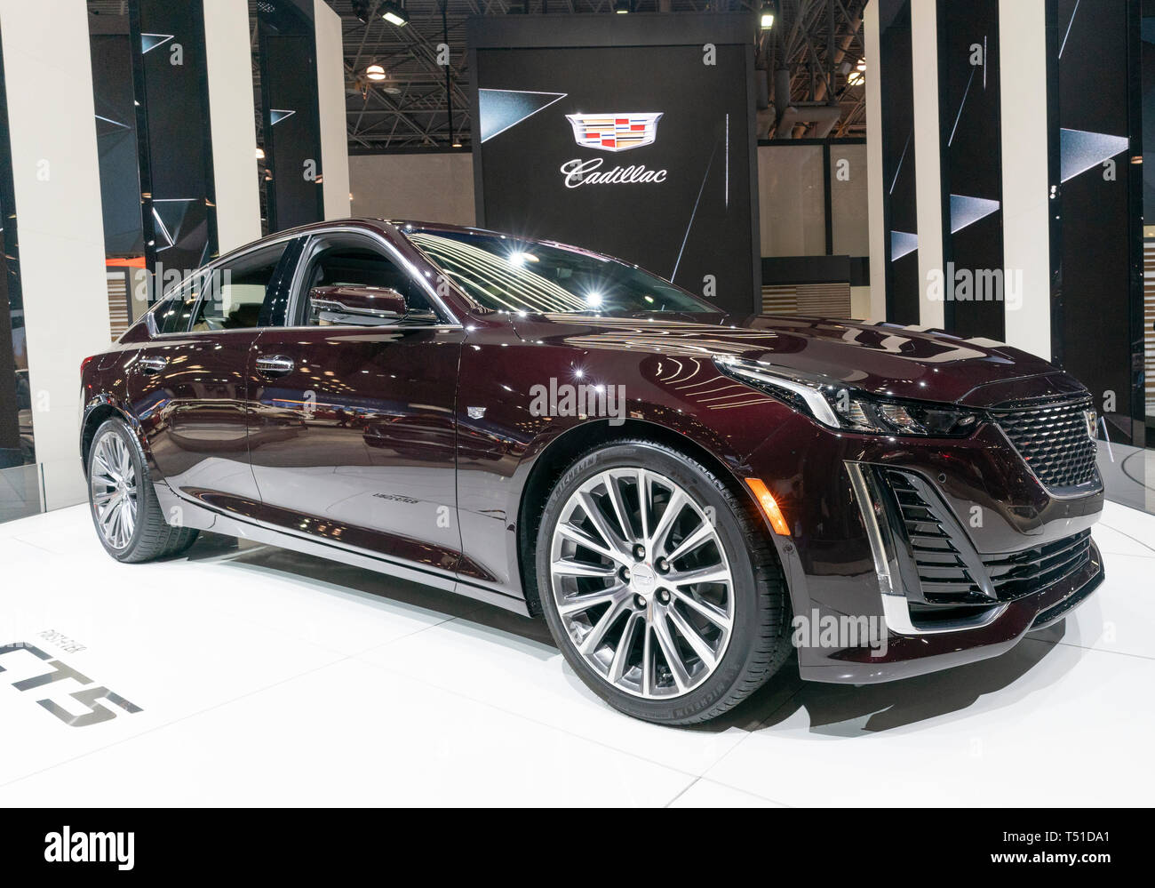 New York, NY - April 18, 2019: Cadillac CT5 on display at Cadillac Company stand at 2019 New ...