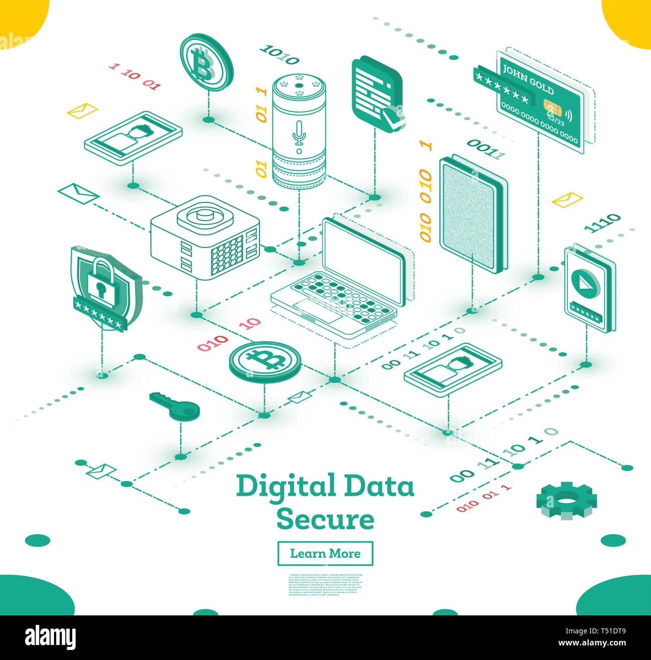 Cyber Security Isometric Concept. Vector Illustration. Big Data and ...