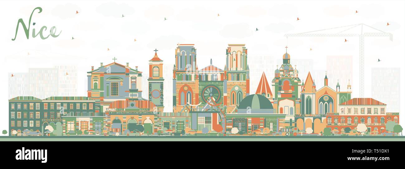 Nice France City Skyline with Color Buildings. Vector Illustration ...