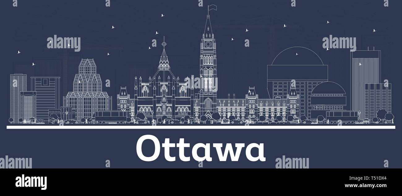 Outline Ottawa Canada City Skyline with White Buildings. Vector ...
