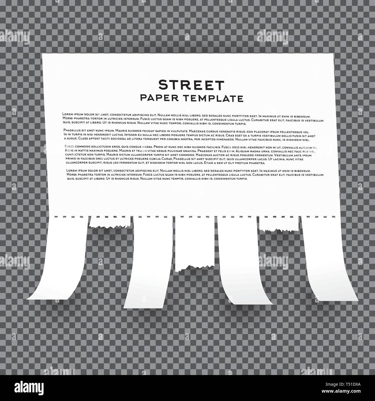 Tear off Stripes of Paper Sheet On Transparent Background. Street ...