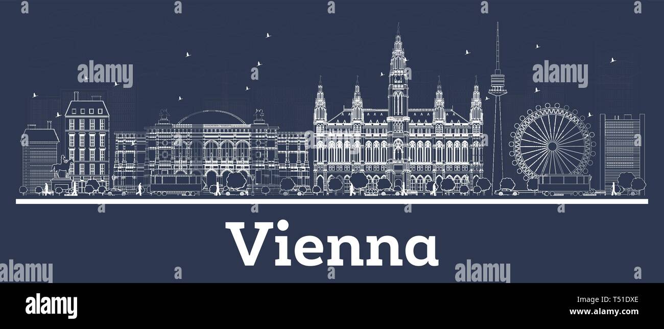 Outline Vienna Austria City Skyline with White Buildings. Vector ...