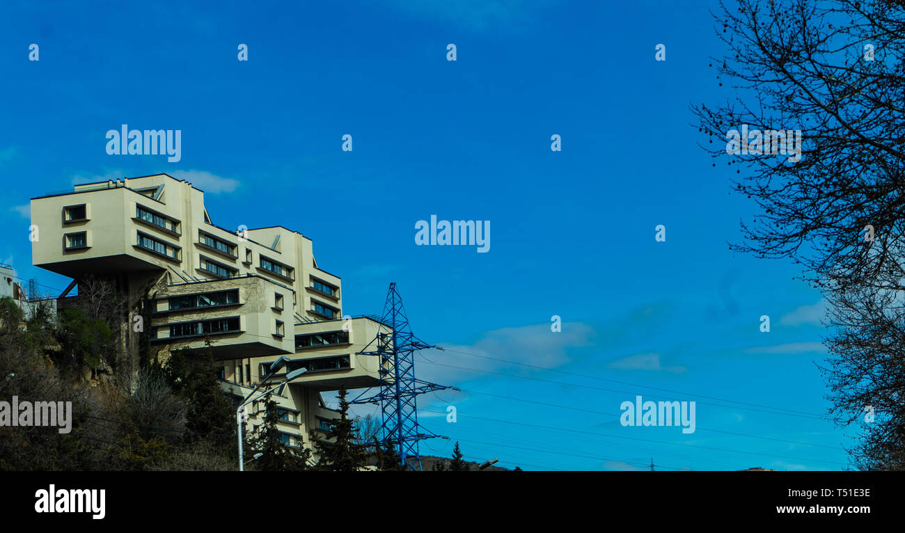 04 APRIL 2019, TBILISI, GEORGIA, Famous soviet period building used to ...