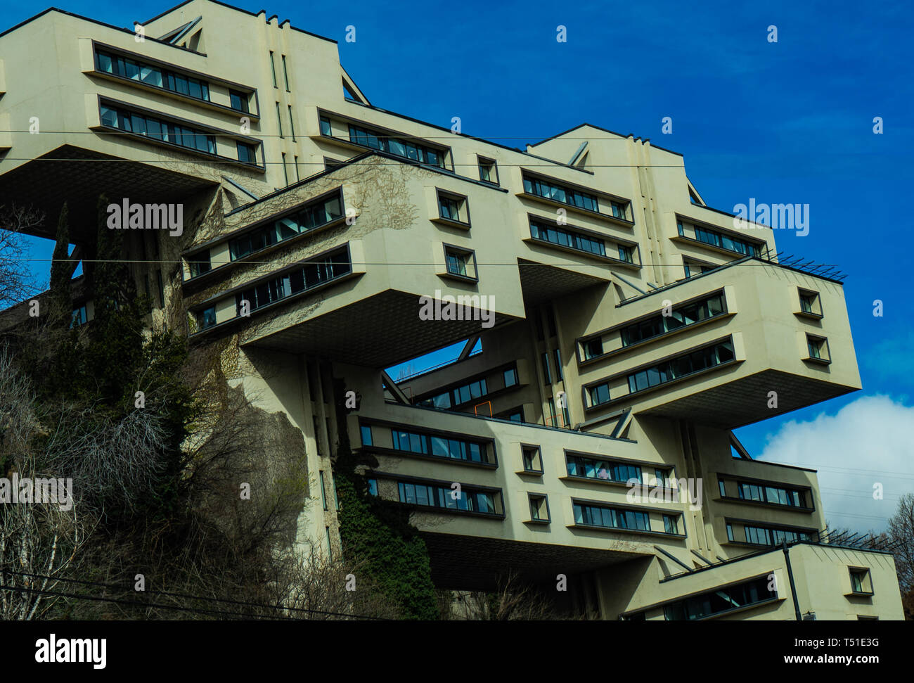 04 APRIL 2019, TBILISI, GEORGIA, Famous soviet period building used to ...
