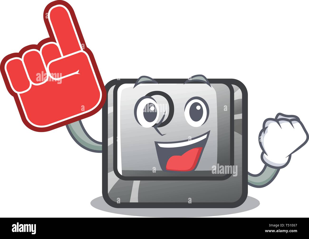 Foam finger O button installed on mascot computer Stock Vector Image ...