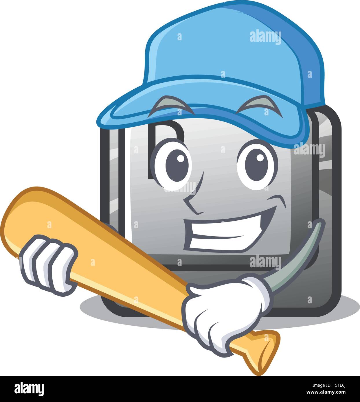 Playing baseball P button installed on cartoon computer Stock Vector ...