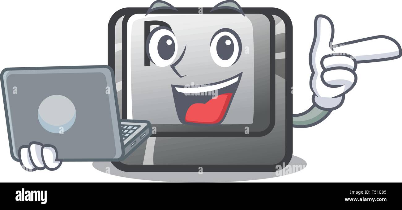 With laptop P button installed on cartoon computer Stock Vector Image ...