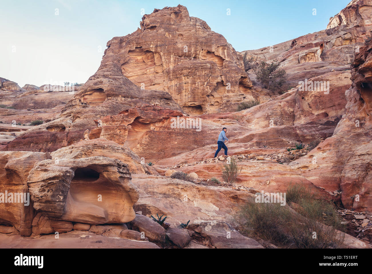 Mountain path above Petra historical city of Nabatean Kingdom in Jordan ...