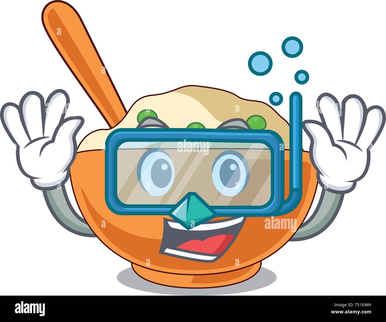 Diving mashed potato isolated with the cartoon Stock Vector Image & Art ...
