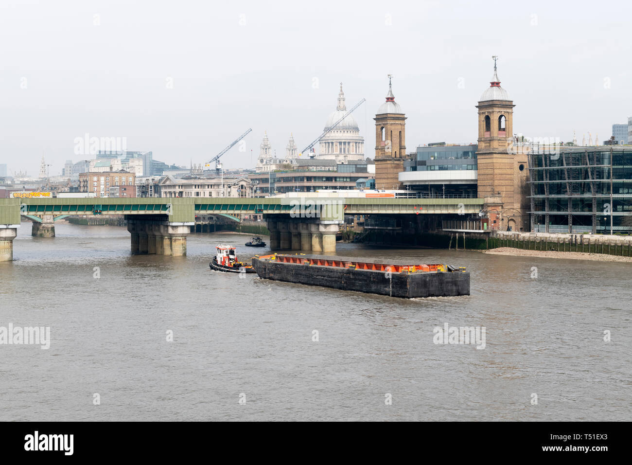 Waste barge on river Thames, London Stock Photo - Alamy