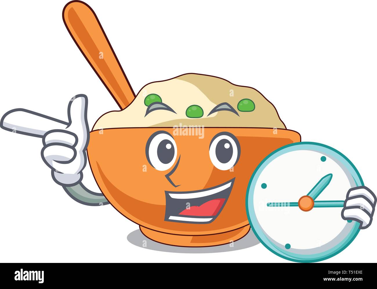 With clock mashed potato isolated with the cartoon Stock Vector Image ...