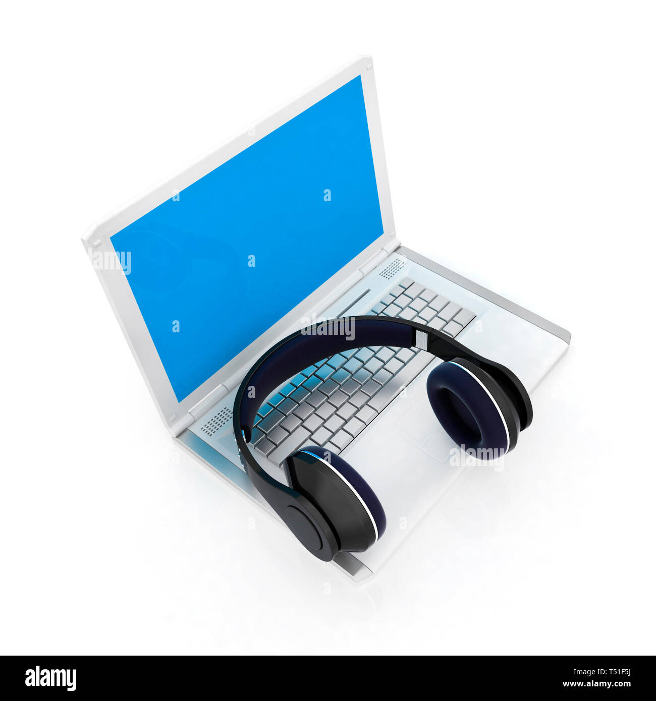 Headphone and Laptop Stock Photo - Alamy