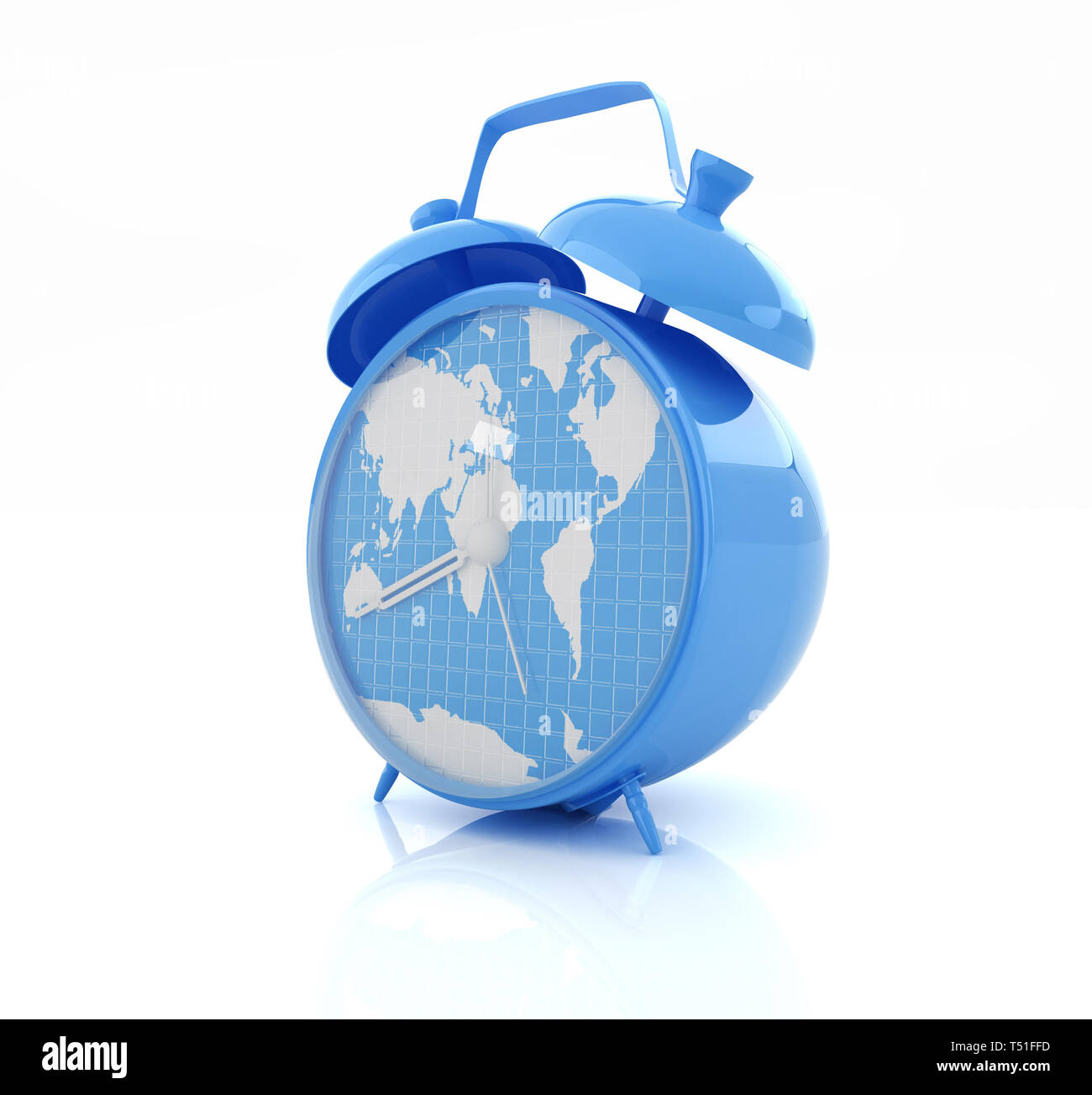 Clock of world map Stock Photo - Alamy