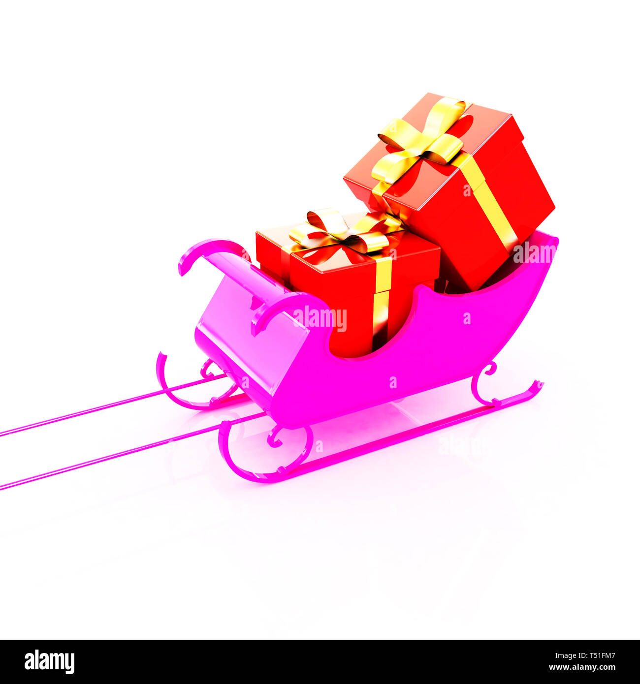 Christmas Santa sledge with gifts on a white background Stock Photo - Alamy