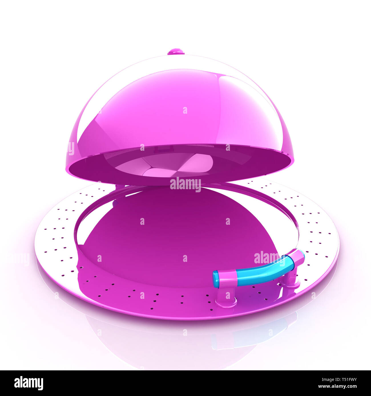restaurant cloche with open lid Stock Photo - Alamy