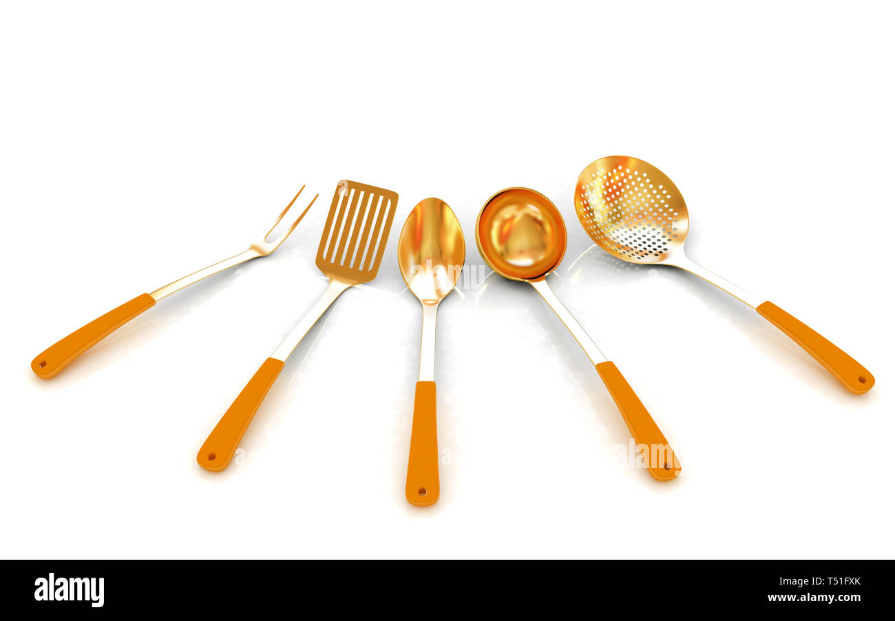 cutlery on white background Stock Photo - Alamy