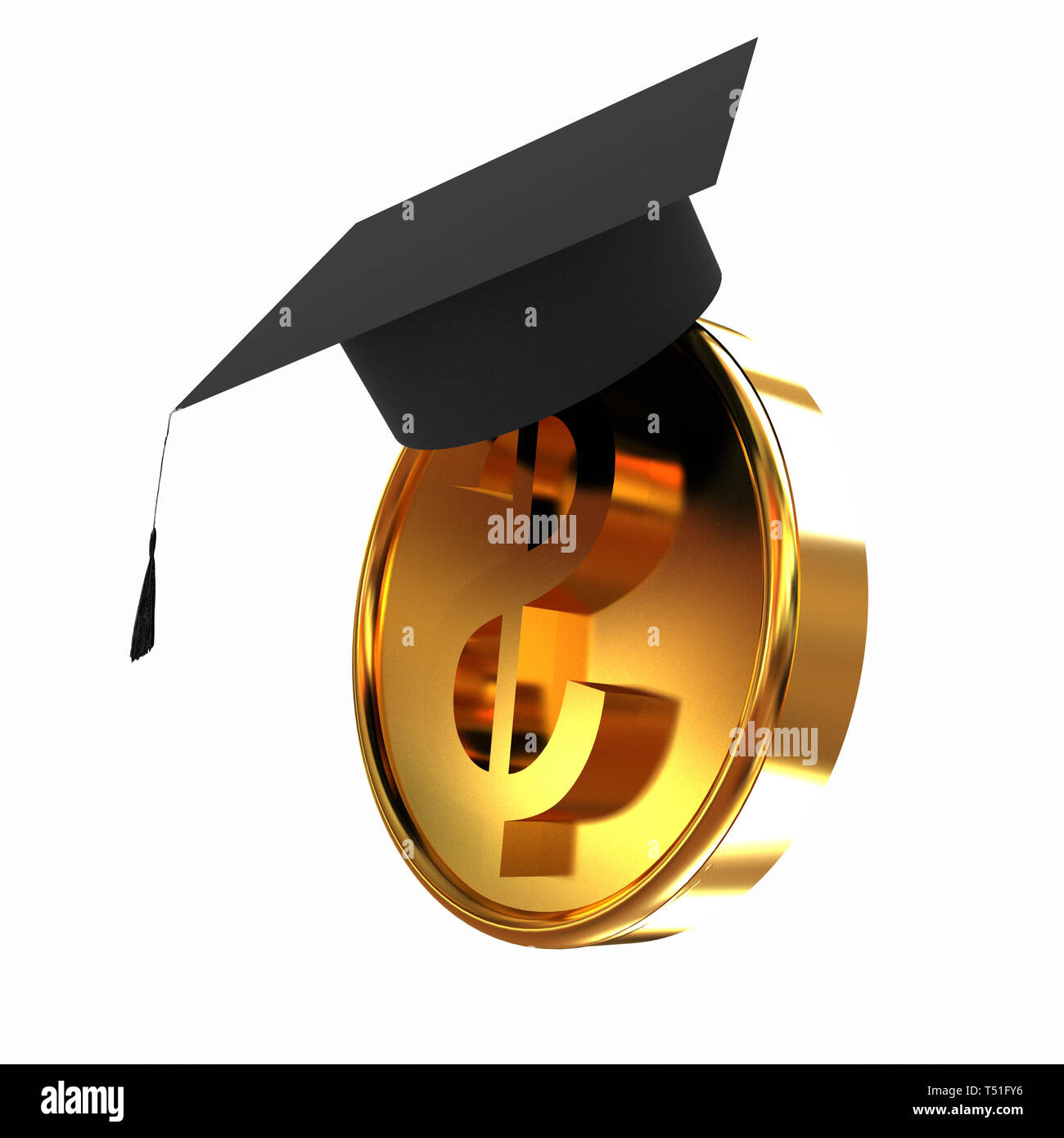 Graduation hat on gold dollar coin Stock Photo - Alamy