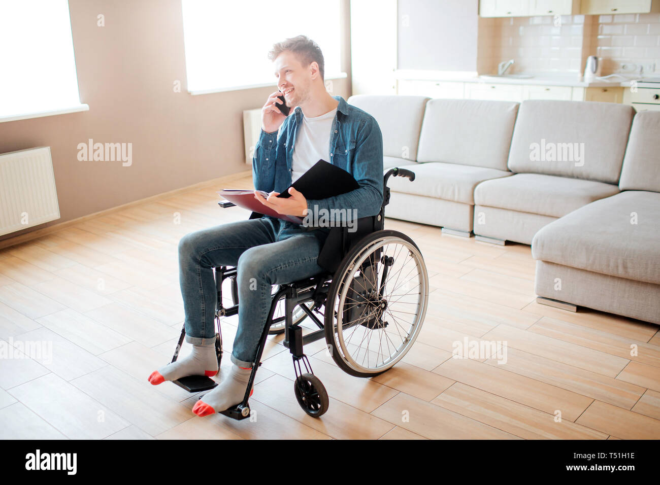 Young man in wheelchair. Person with special needs. Disability. Student ...