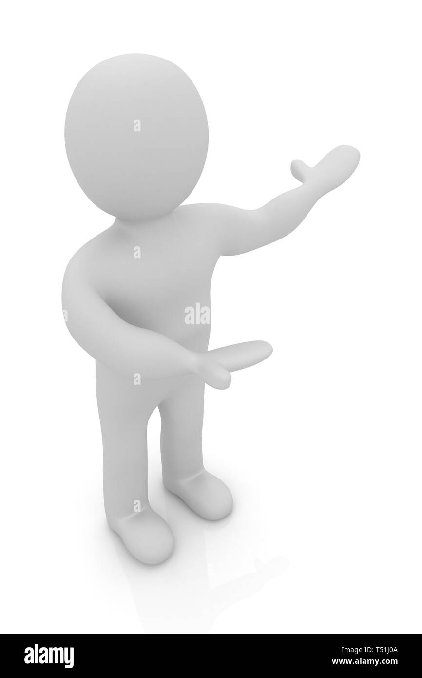 3d people - man, person presenting - pointing Stock Photo - Alamy