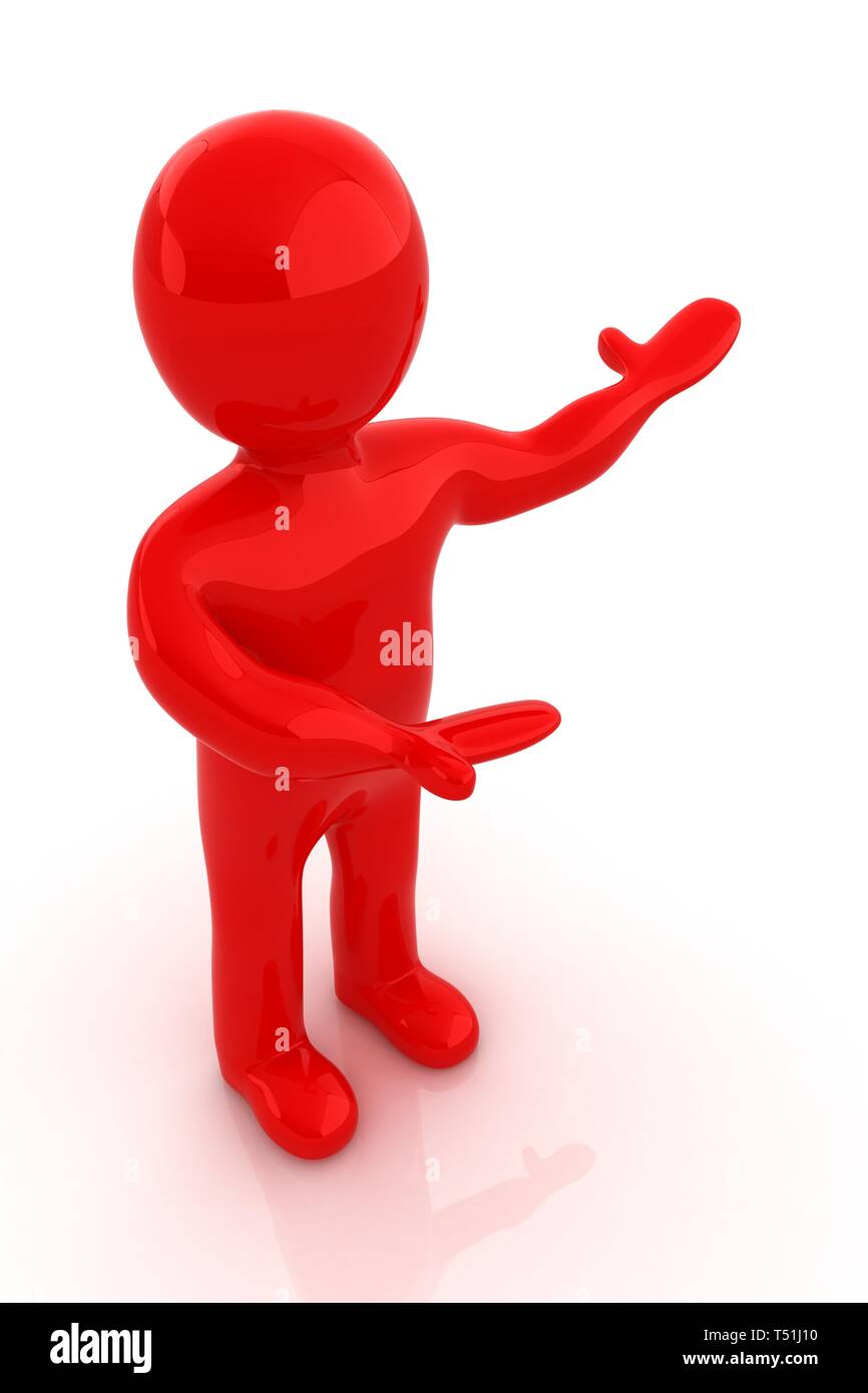 3d people - man, person presenting - pointing Stock Photo - Alamy