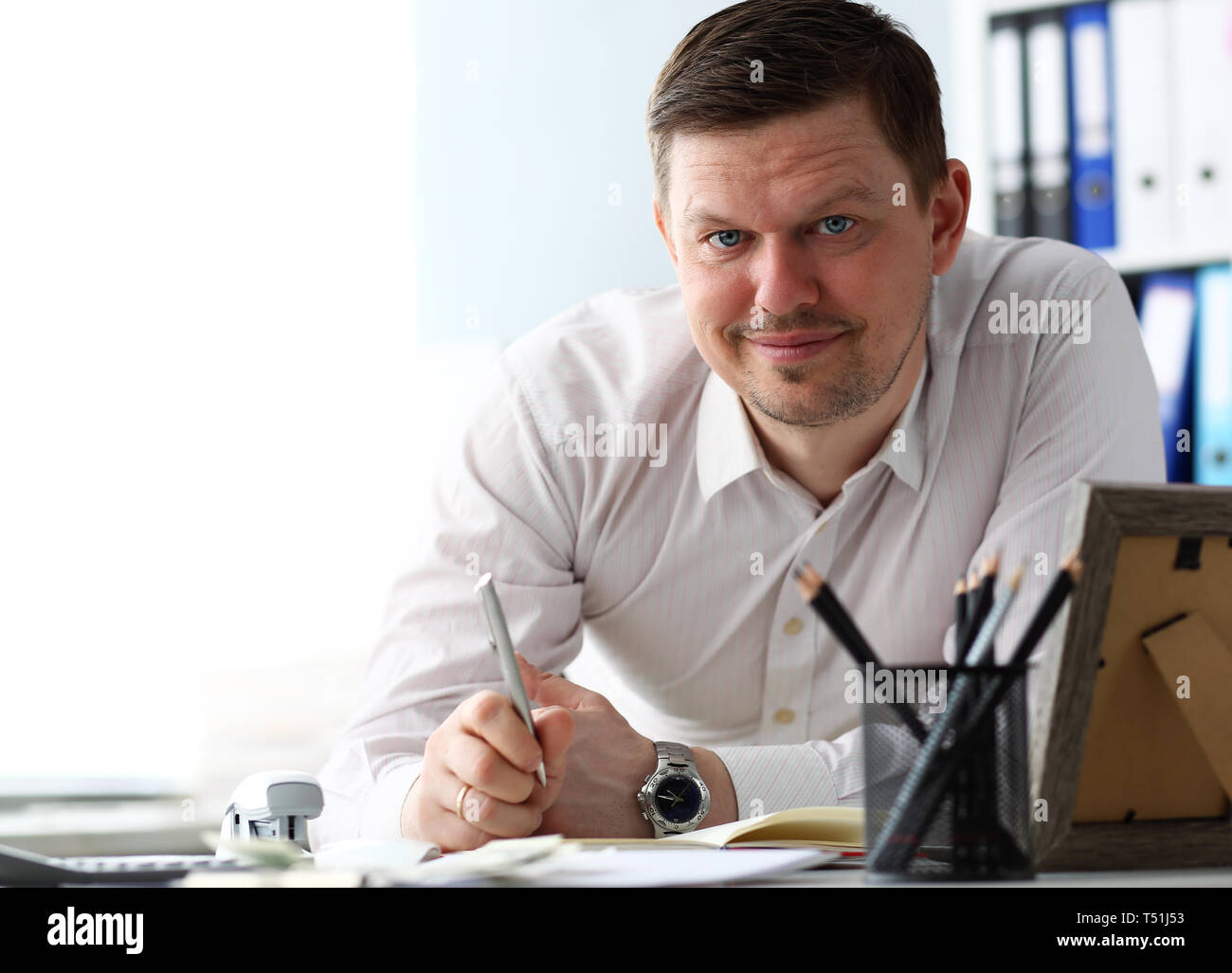 Male secretary desk notepad hi-res stock photography and images - Alamy
