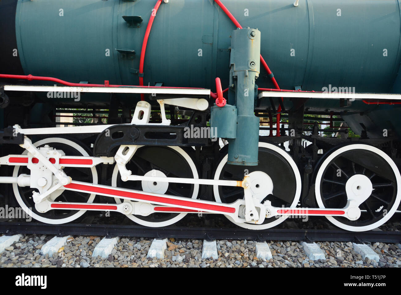 Mechanical part and wheels of the retro steam locomotive, Old Black ...