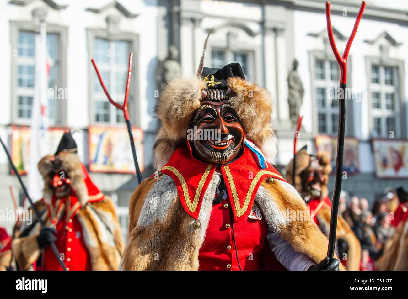 Traditional Swabian-Alemannic Fastnacht, Narrensprung carnival parade ...