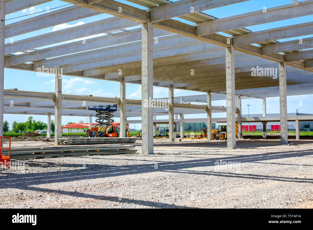 Landscape transform into industrial area, unfinished edifice, under ...