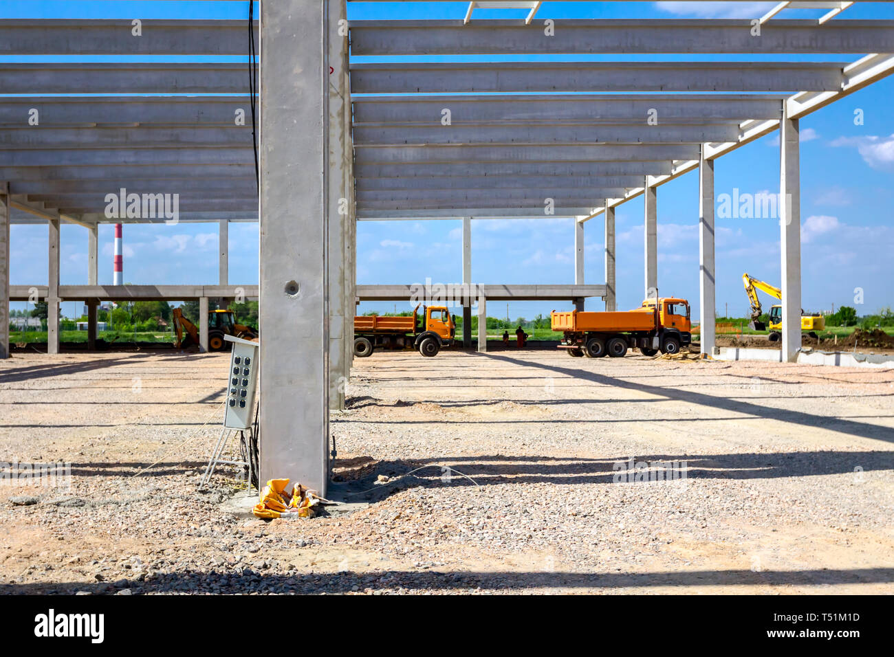 Landscape transform into industrial area, unfinished edifice, under ...