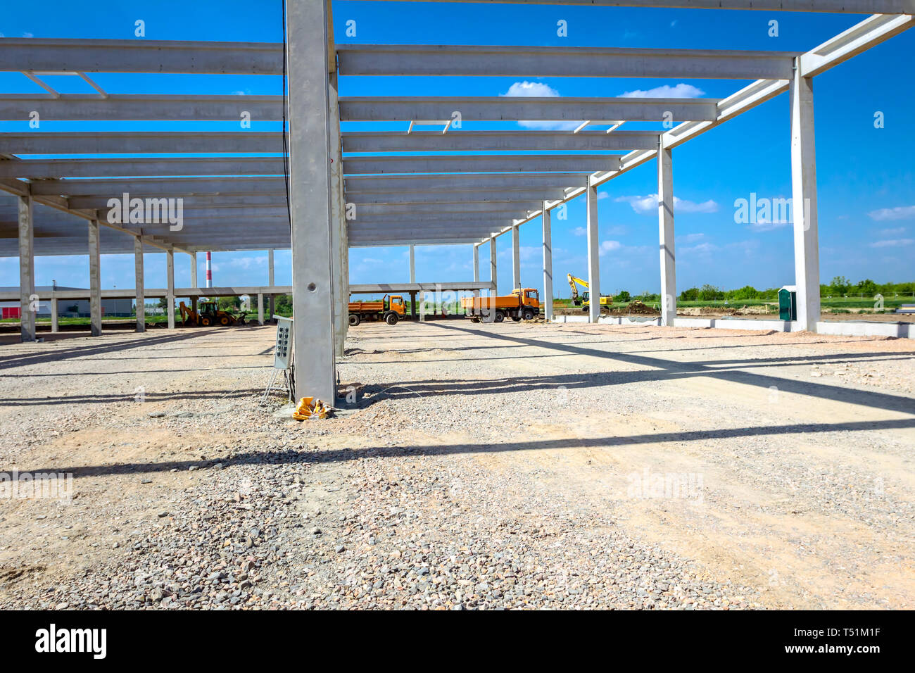 Landscape transform into industrial area, unfinished edifice, under ...