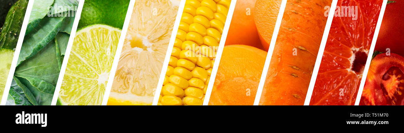 Collection of fresh fruits and vegetables, rainbow colors Stock Photo ...