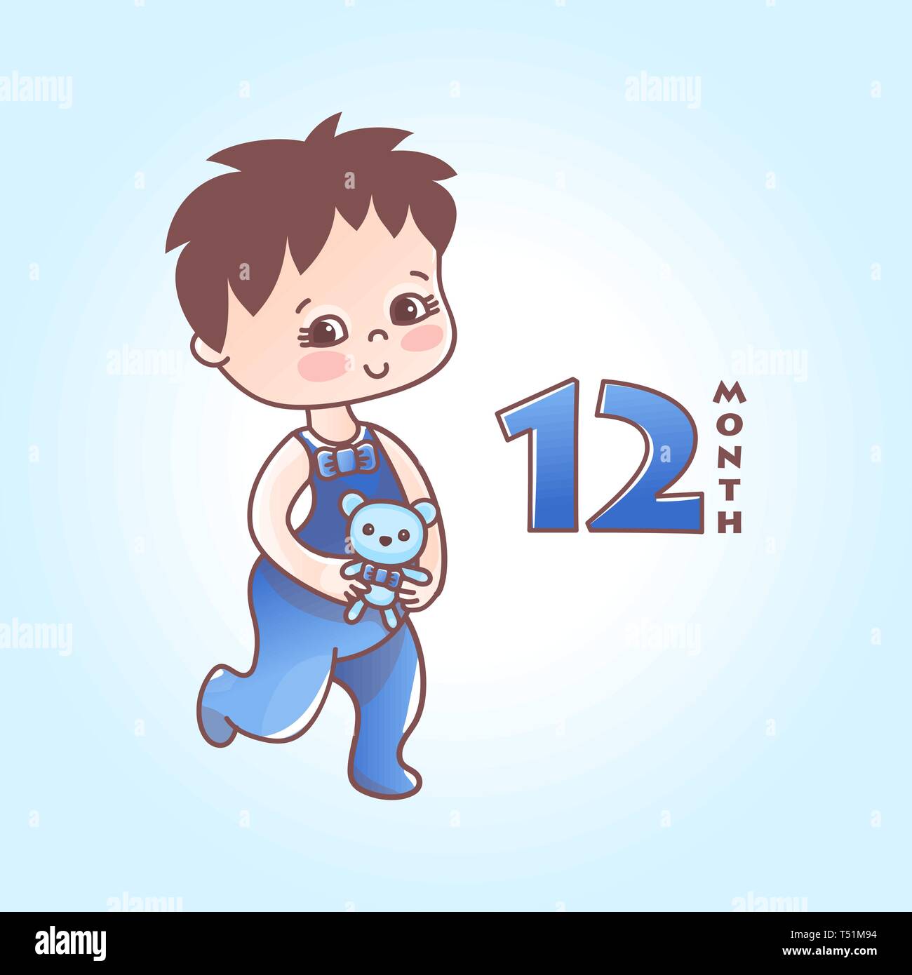 Little baby boy. First year of a baby. Vector Illustration isolated ...