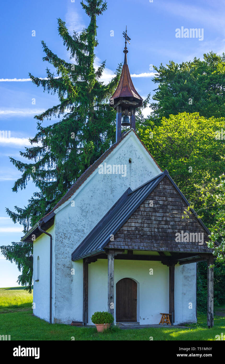 Catholic chapel in the village of Weissensberg near Lindau at Lake ...