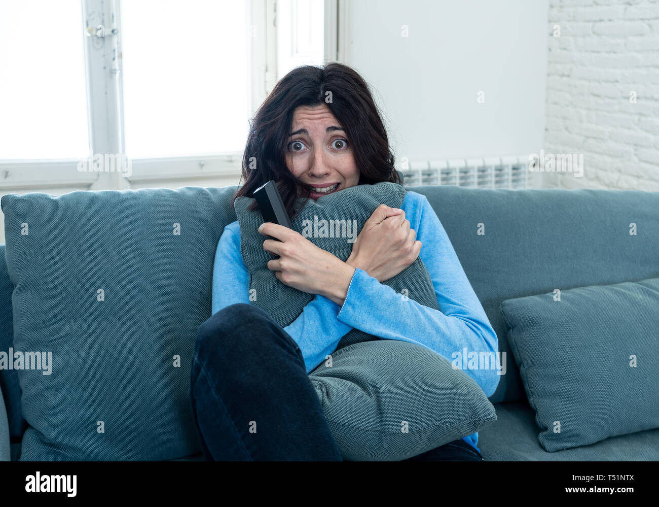 Horror tv woman hi-res stock photography and images - Alamy
