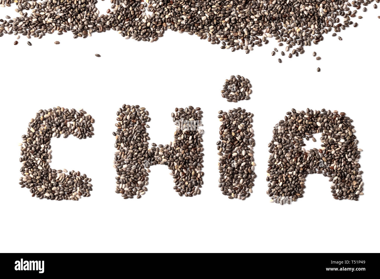 Chia seeds in the shape of the cropped word CIA. Isolate on white ...