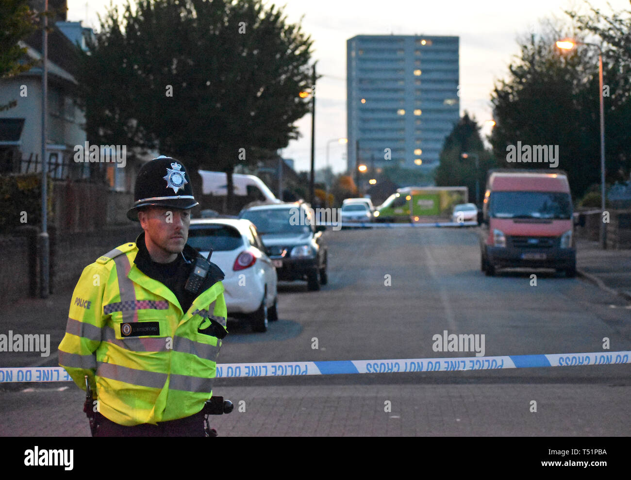 Police at the scene in Wolverhampton where a six-year-old boy was ...