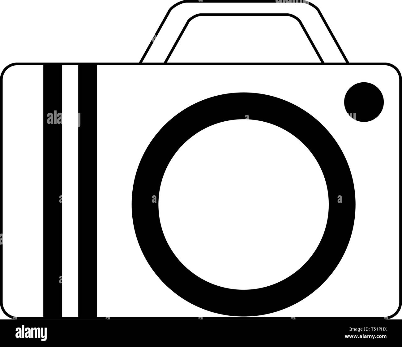 Vintage photographic camera symbol in black and white Stock Vector ...