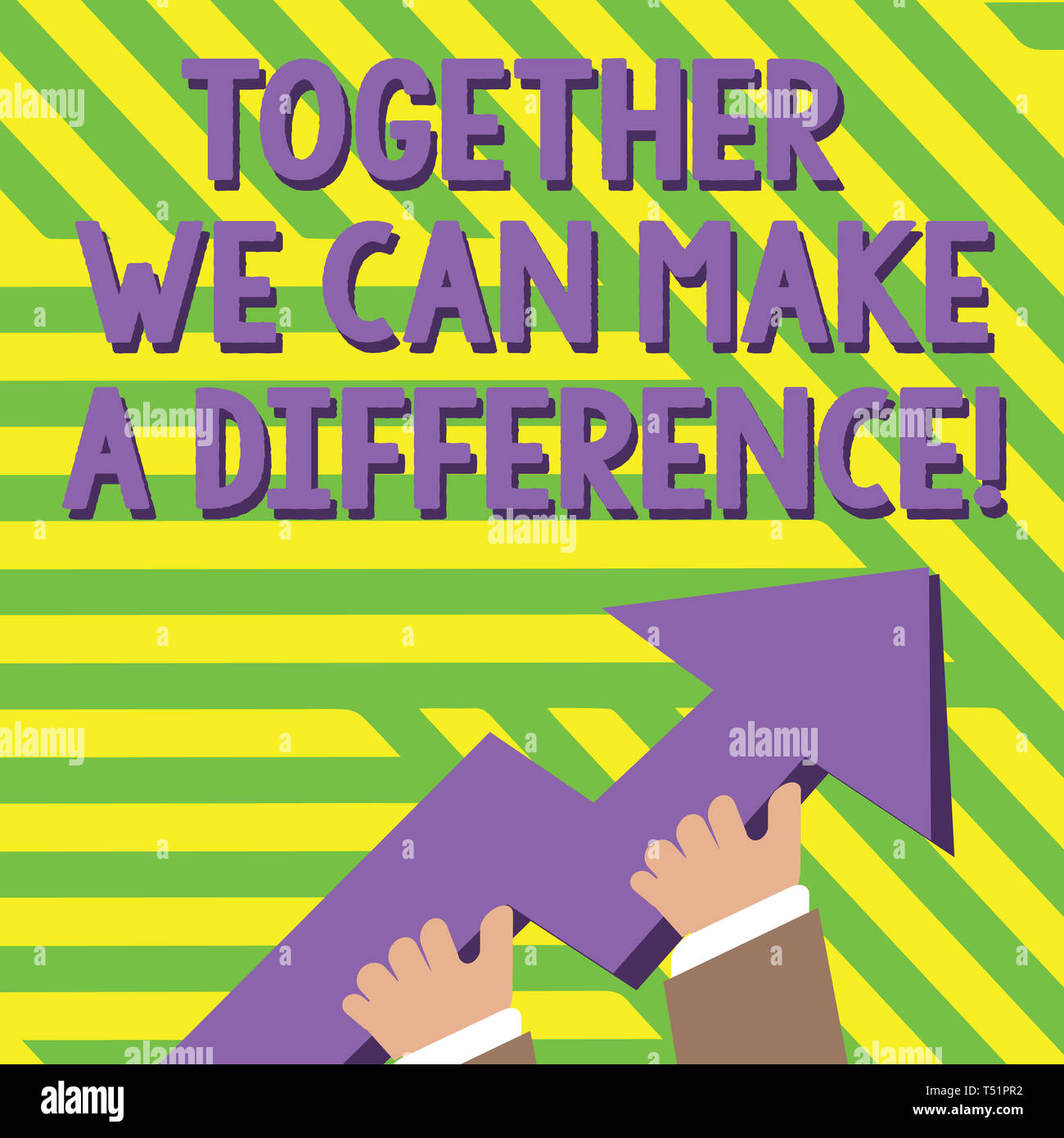Text sign showing Together We Can Make A Difference. Business photo ...