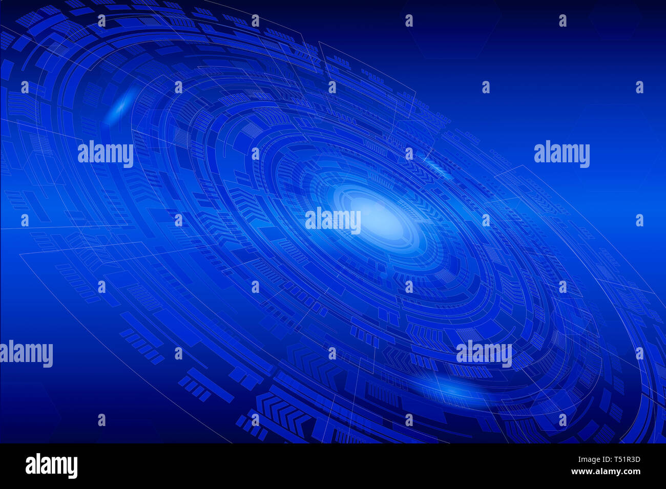 3D illustration technology background blue colors with effects and ...